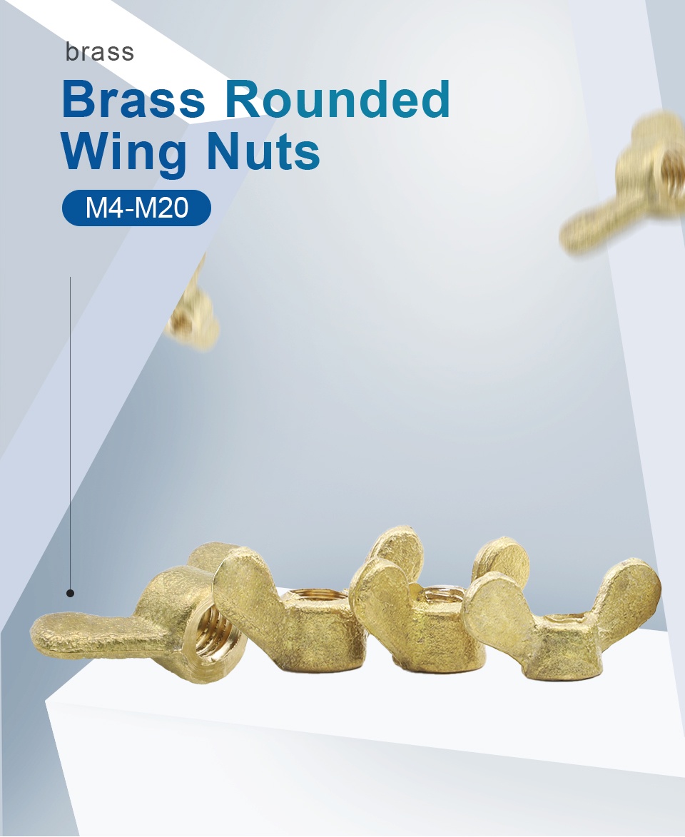 NINDEJIN Brass Rounded Wing Nuts M4 M5 M6 M8 M10 M12 M14 M16 M20 Copper ...