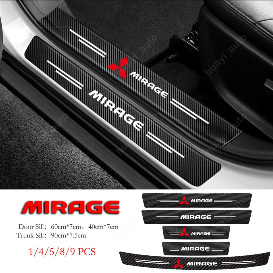 Mitsubishi Mirage Car Door Sill Sticker Anti-Scratch Carbon Fiber ...