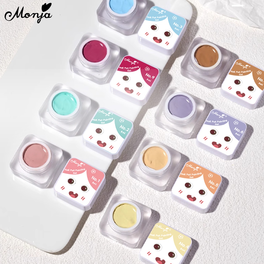 Monja 9 Colors 5ml Pat Painting Gel Nail Gradient Painting Gel Polish ...