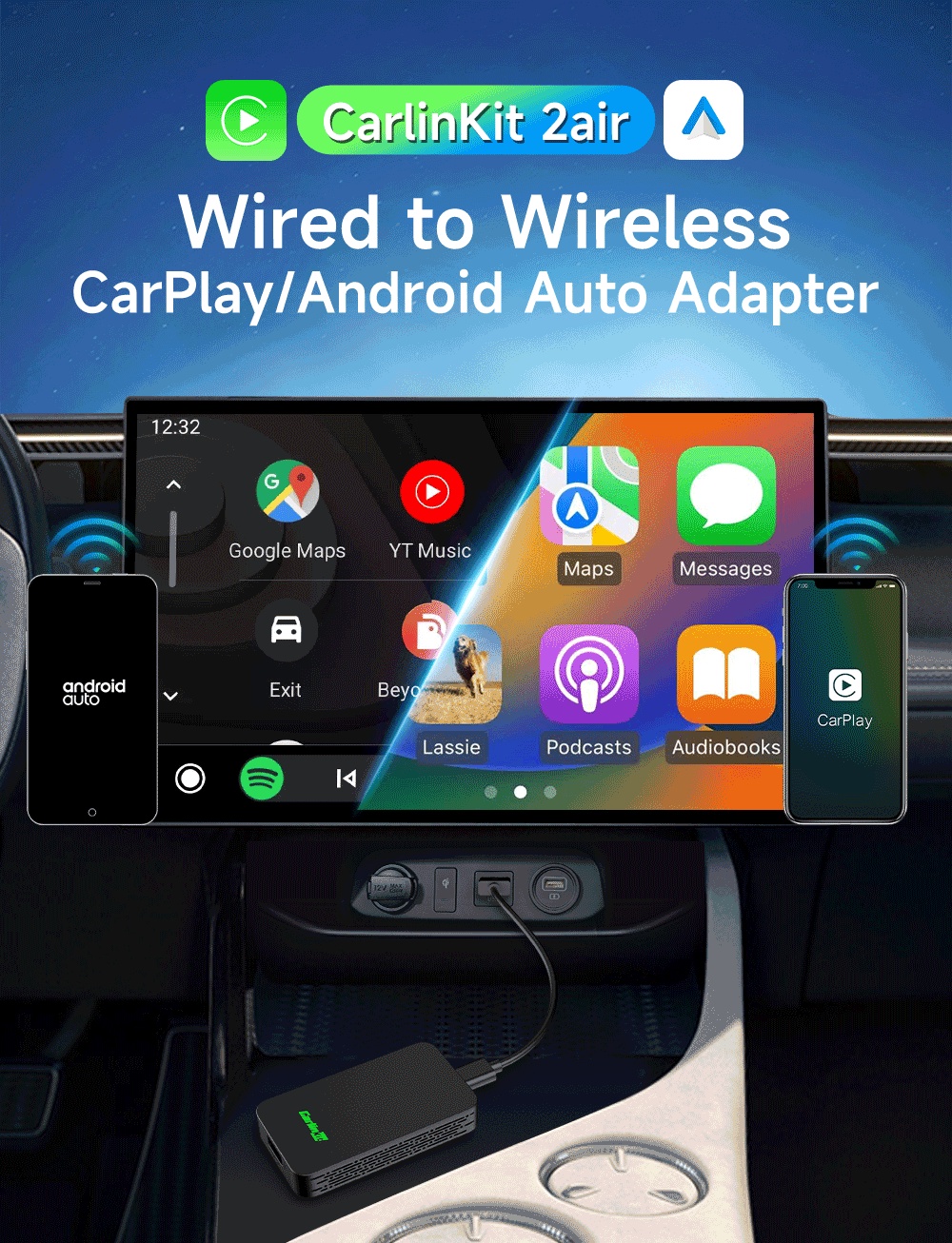 🇵🇭Local shipping🇵🇭 CarlinKit 5.0 2Air Wireless Android Auto Box Portable CarPlay Wireless Dongle ...