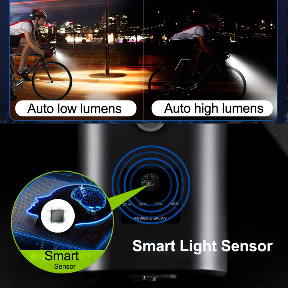 NEWBOLER 6000 Lumens Smart Induction Bicycle Light Front 10000mAh USB ...