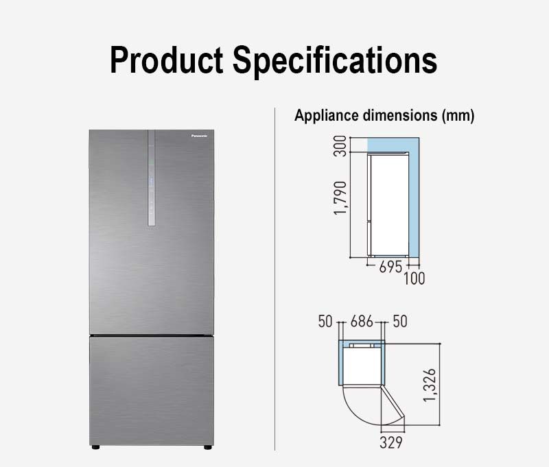 Panasonic NR-BX471CPSP 14.8 cu. ft. Steel Door Series 2 Door Bottom ...