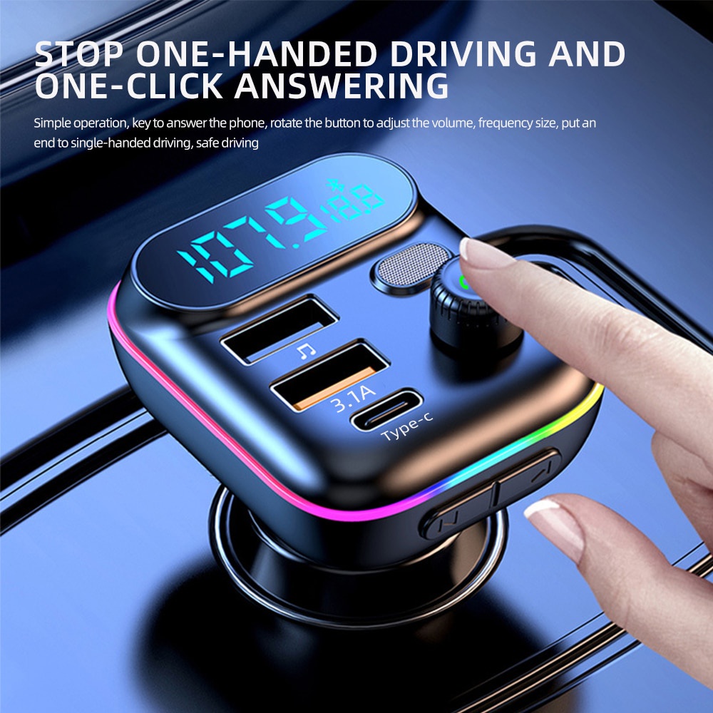 [Local Shipment] Car Bluetooth 5.0 FM Transmitter Dual USB QC3.0 PD ...