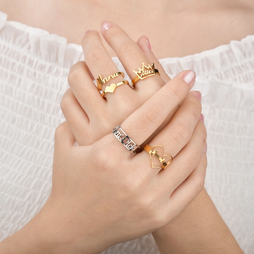 BONLAVIE【Custom Name Ring】DIY Personalized Customized Engraved Name ...