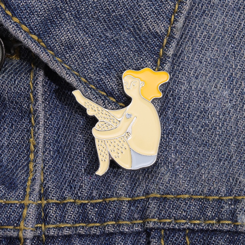 Cartoon Swimming Girl Enamel Pins Cute Yellow Hair Girl Brooch Feminist ...