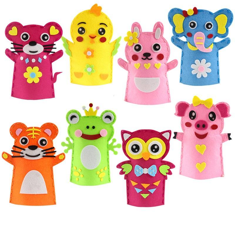 Non-woven Animal Fabric Hand Puppets Diy Craft Kit For Kids Encourage ...