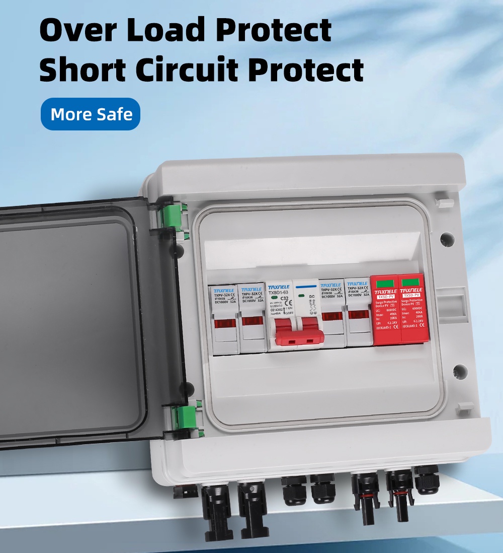 Solar photovoltaic PV Combiner Box Surge Lightning Protection 2 input 1 ...