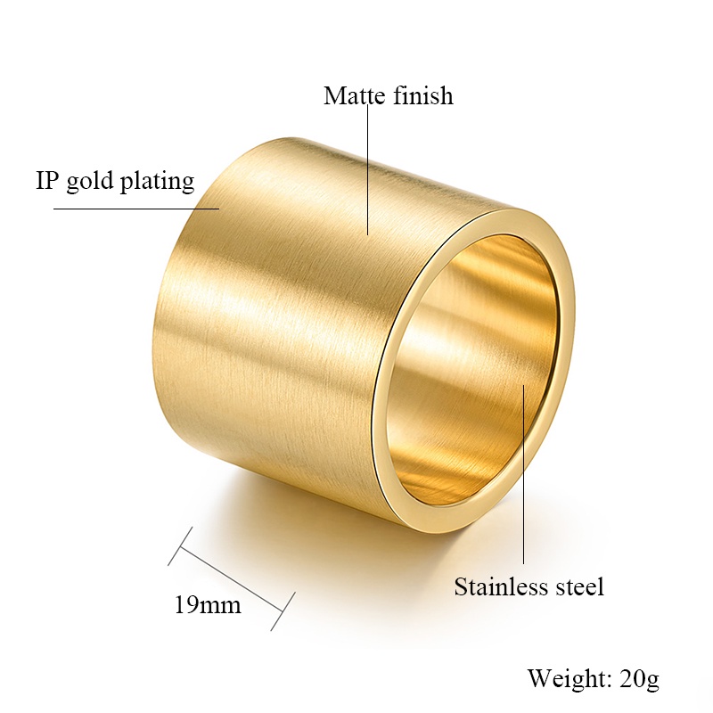 Men's Vintage Ring 18mm Wide Big Stainless Steel Wedding Thumb Ring ...