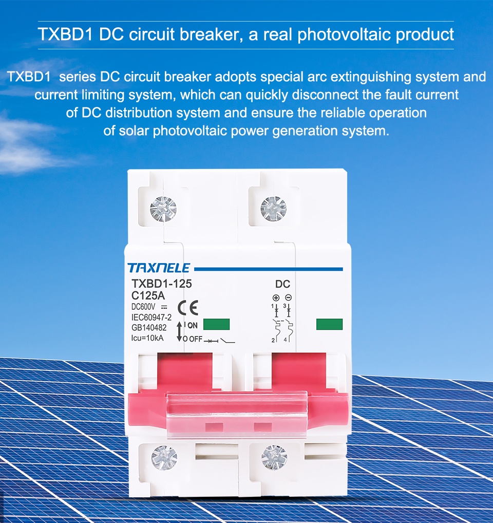 2P DC 600V DC MCB Solar Circuit Breaker Switch 125A 100A for ...