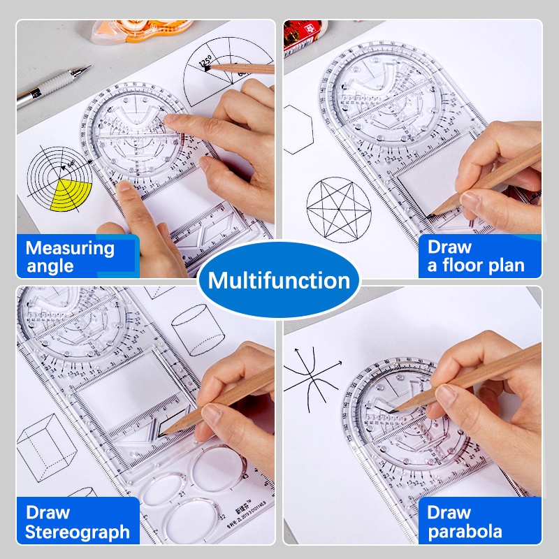 Multifunctional Drawing Ruler Geometric Function Drawing Measuring ...