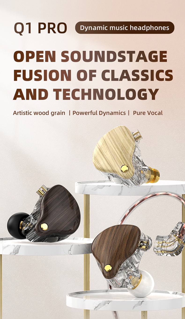 Q1 Pro Universal 3.5mm Wooden Earphone In Ear Sports Music HiFi ...