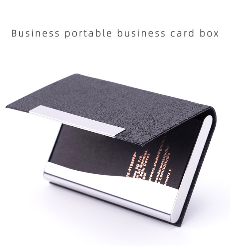 Stainless Steel Oracle Business Card Case PU Leather Magnetic Buckle ...