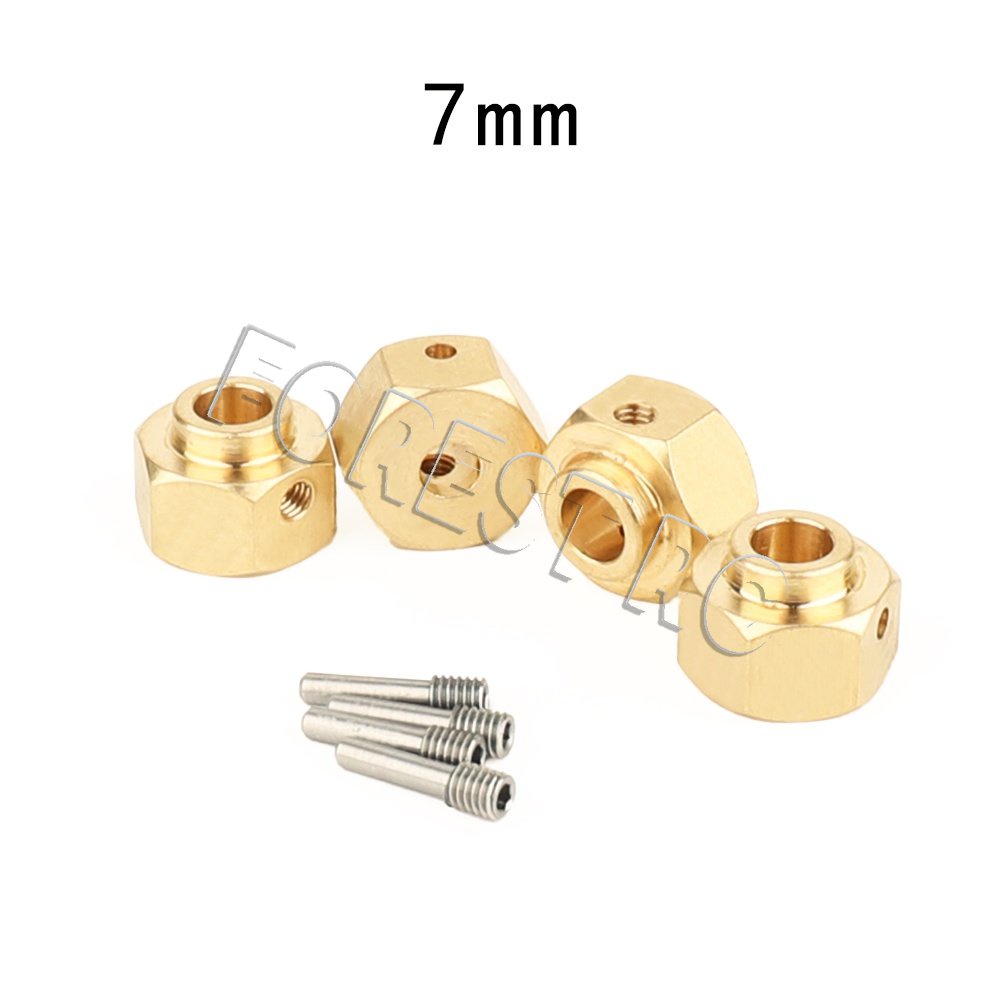 4pcs 6/7/8/9/10/12mm Heavier Brass 12mm Wheel Hex Wheel Hub Extended Adapter for 1/10 RC Crawler ...