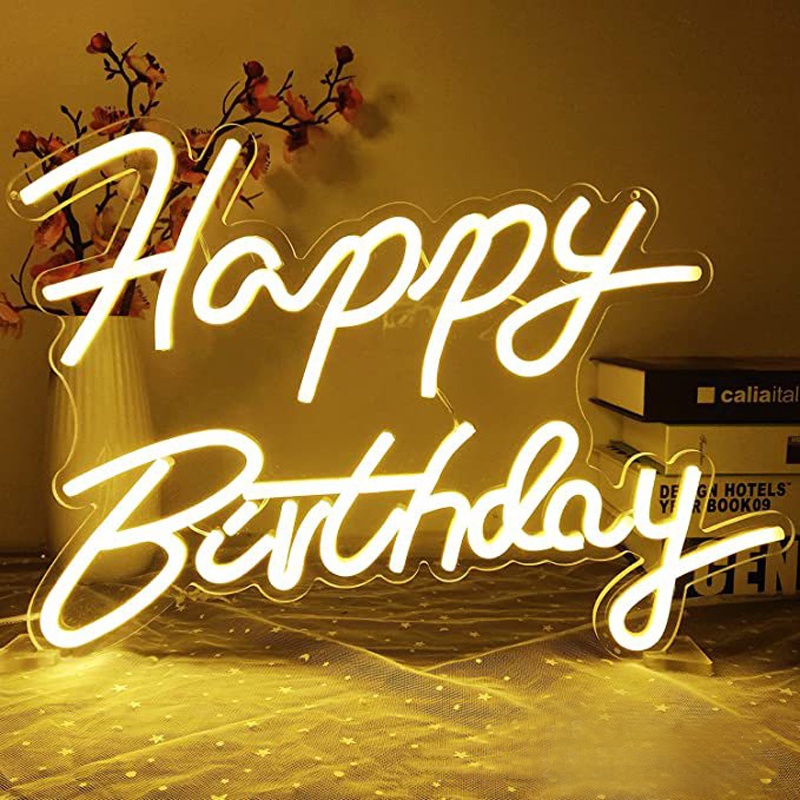 Happy Birthday Led Neon Sign Light for Birthday Party Decor Led Neon Light USB Powered Acrylic ...