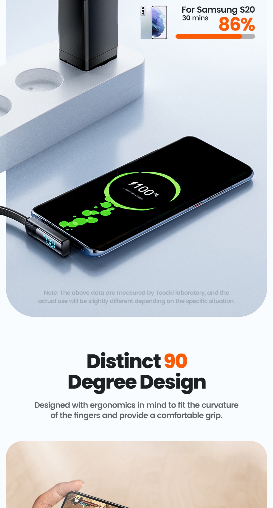 Toocki 100W Type C To Type C Fast Charging Cable 90-Degrees Elbow ...