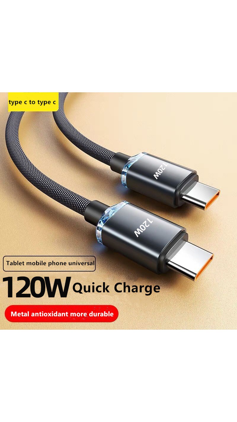 120W Type C to Type C Cable For Samsung Mobile Phone Fast Charge USB C ...