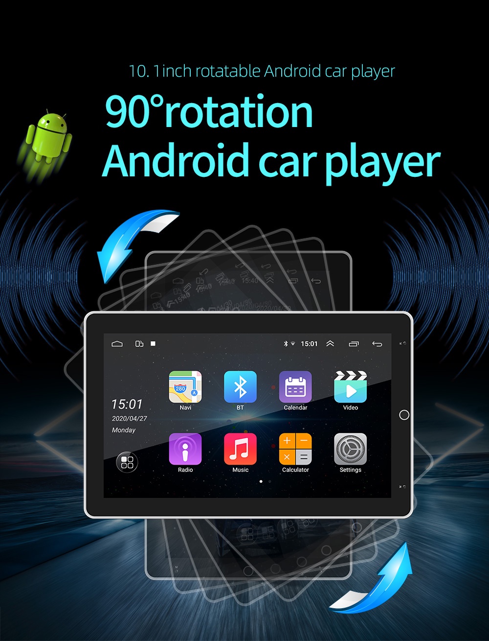 (2GB +16GB ) Rotation Car Android Player Quad Cores Car Radio ...