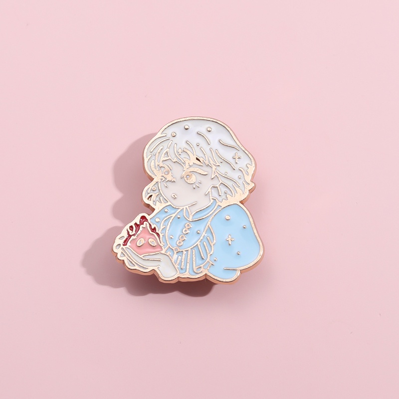 Cartoon Howls Moving Castle Enamel Pins Anime Magician Howl Brooch ...