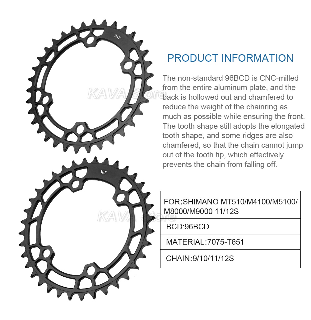 96BCD MTB Chainring Mountain Bike BCD 96mm 32T 34T Crown 26T-36T ...