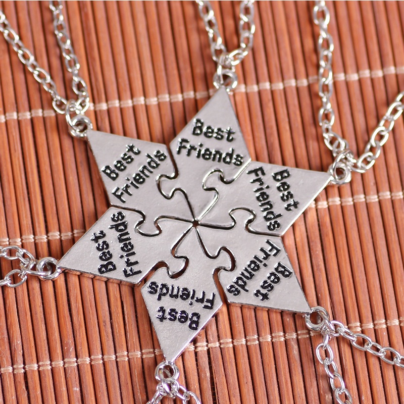 6 Piece Best Friend Necklace Hexagon Letter Pendant Bff Choker Fashion ...