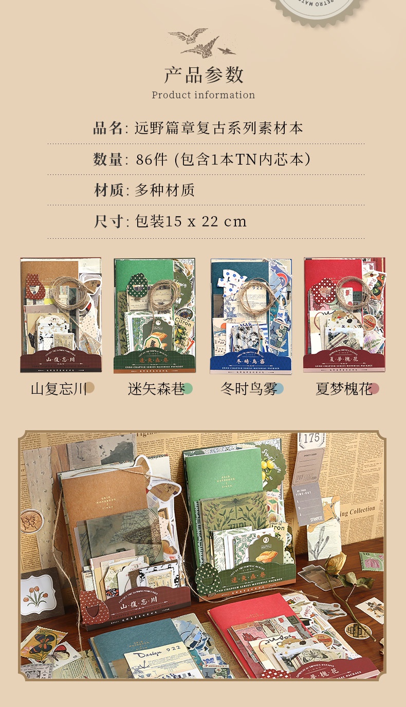 ENWEI 86 Pcs [Tono Vintage Series] Retro Journal Material Paper ...