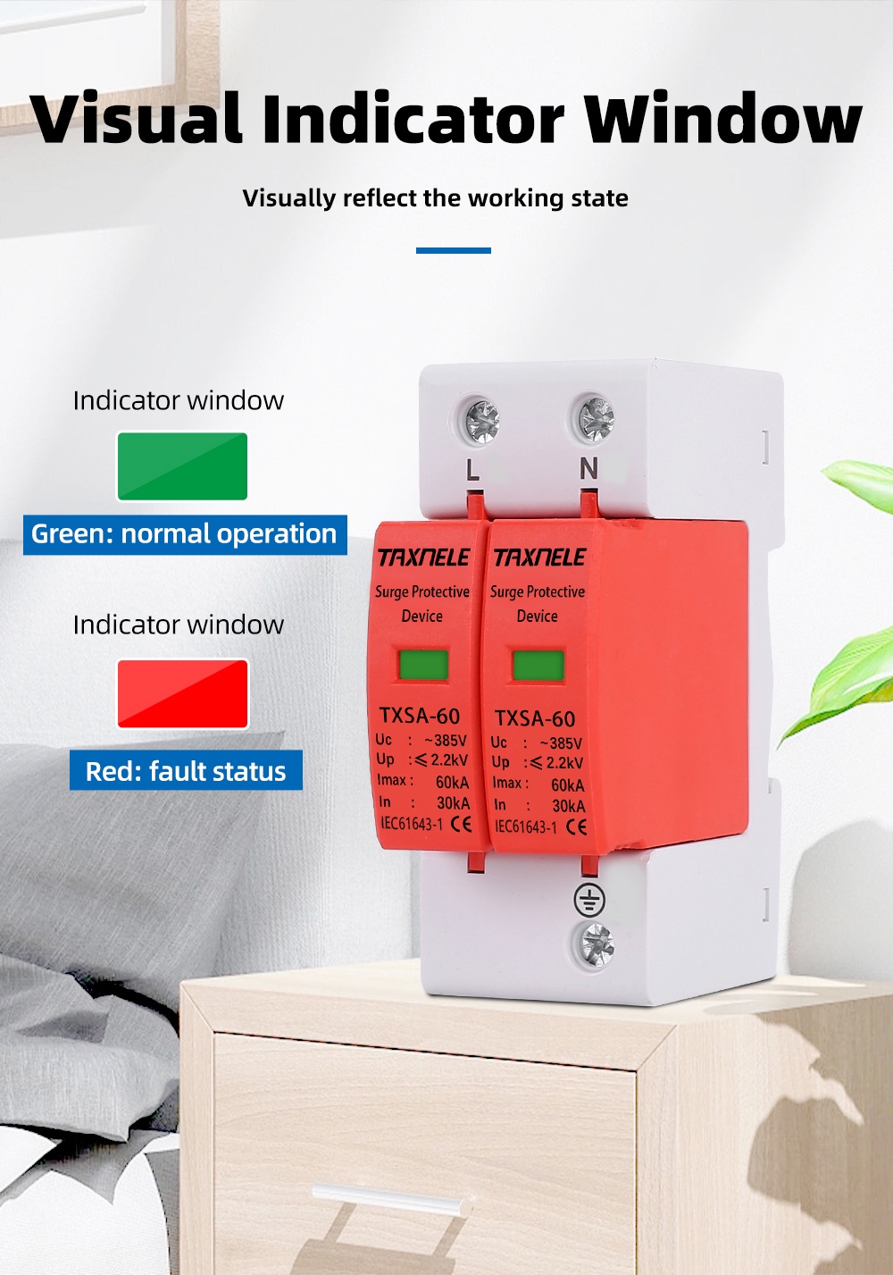 AC SPD Din rail 20KA 40KA 60KA 2P 385V 275V Surge Protector Protect Low-voltage Arrester Device ...