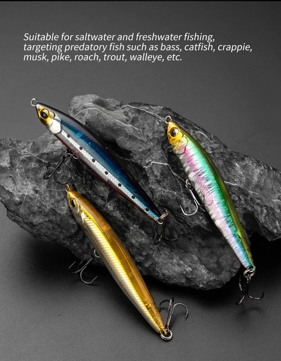 Fishing Lure 95mm 105mm Sinking Pencil Bait with anti-Corrosion hooks ...