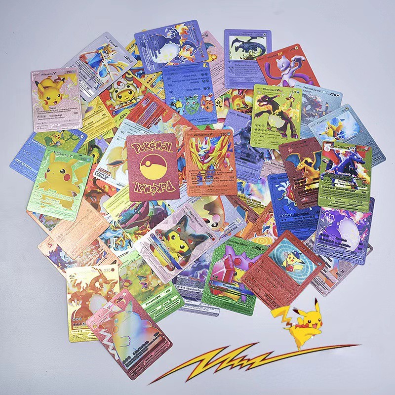 [Clearance sale] 55 PCS Pokemon Cards Colorful Cards Metal Gold Vmax GX ...
