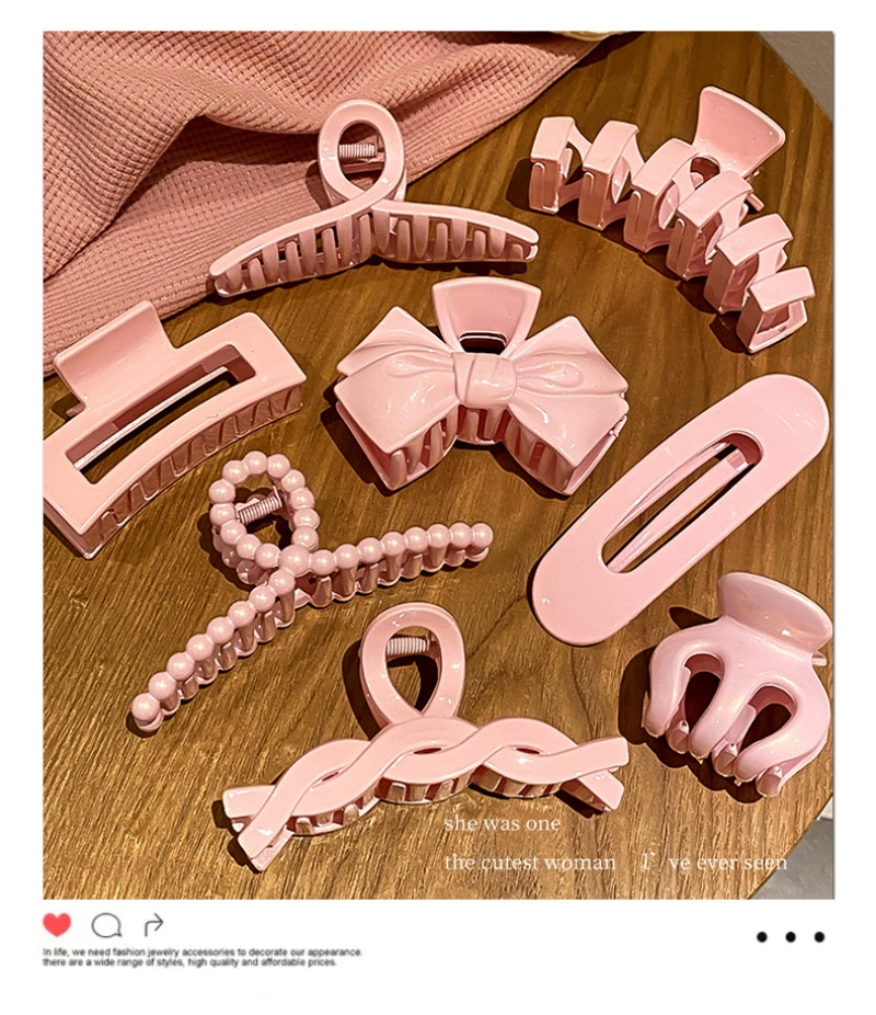 Pink Acrylic Sweet Girls Clips Hair Clip Back Head Hairpin Grips Hair ...