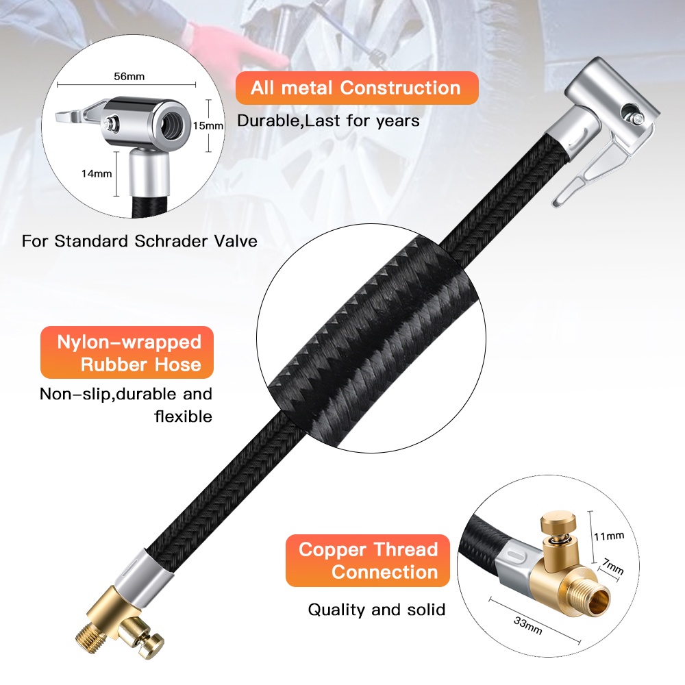 Tire Inflator Hose Inflatable Car Adapter Twist Tyre Air Pump Extension ...