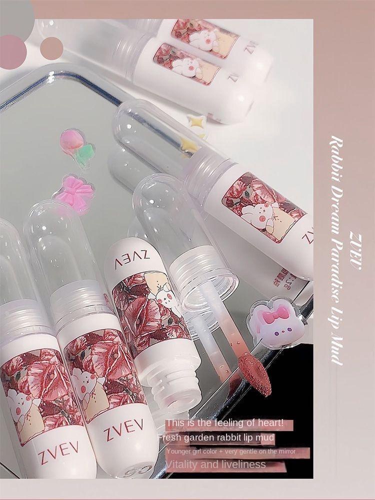 COD retro water light lip glaze cartoon rabbit velvet matte lip glaze ...