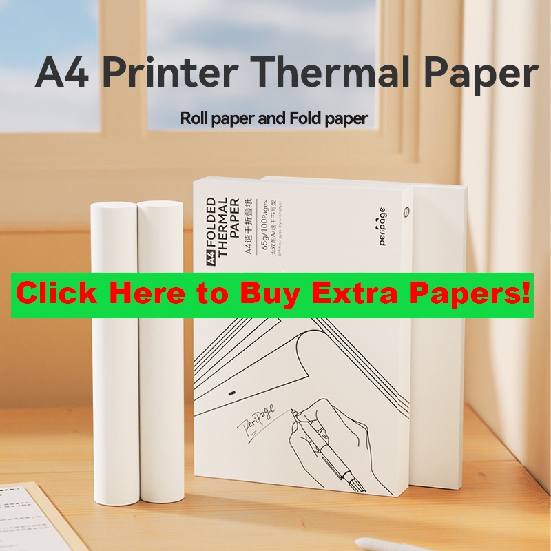 PeriPage A40 Printer A4 Paper Portable USB Bluetooth Wireless Thermal ...
