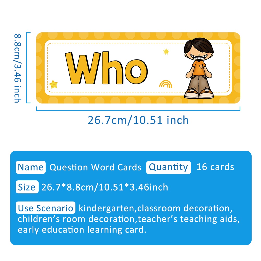 Kids Learning Question Words English Cards Homeschool Decoration ...