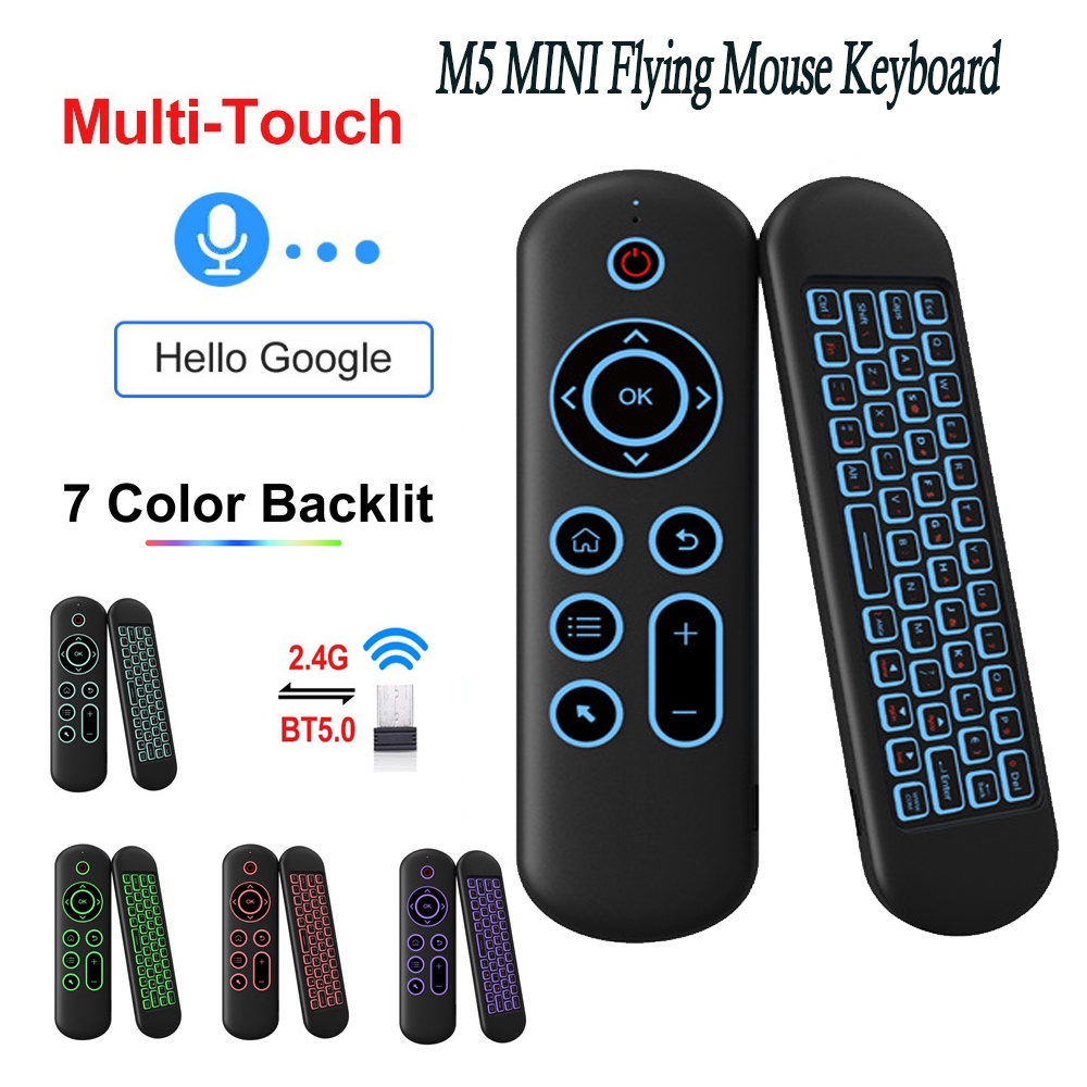 M5 Mini Bluetooth Dual Mode Remote Control Flying Mouse Keypad Backlight With Light 2 4g