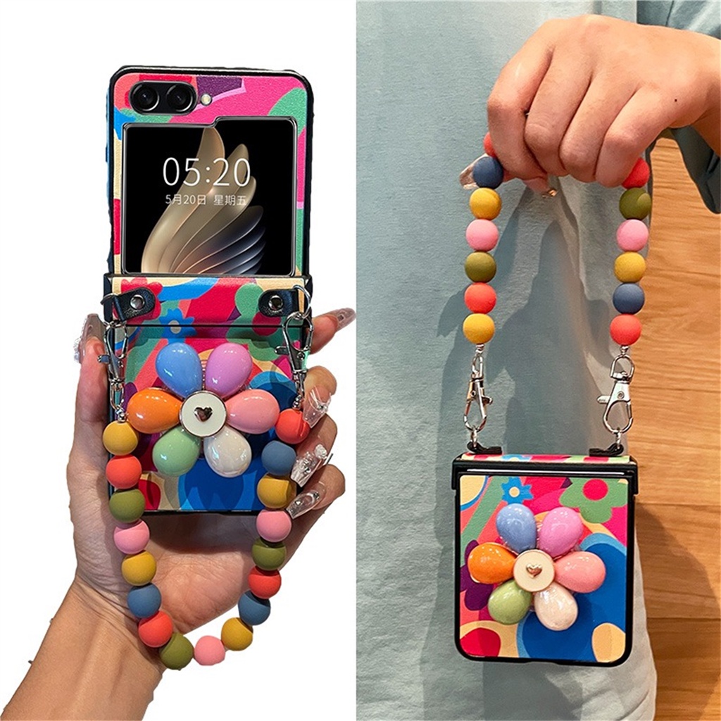 Korean Luxury Rainbow Floral Bracket Beads Bracelet Chai Case for ...