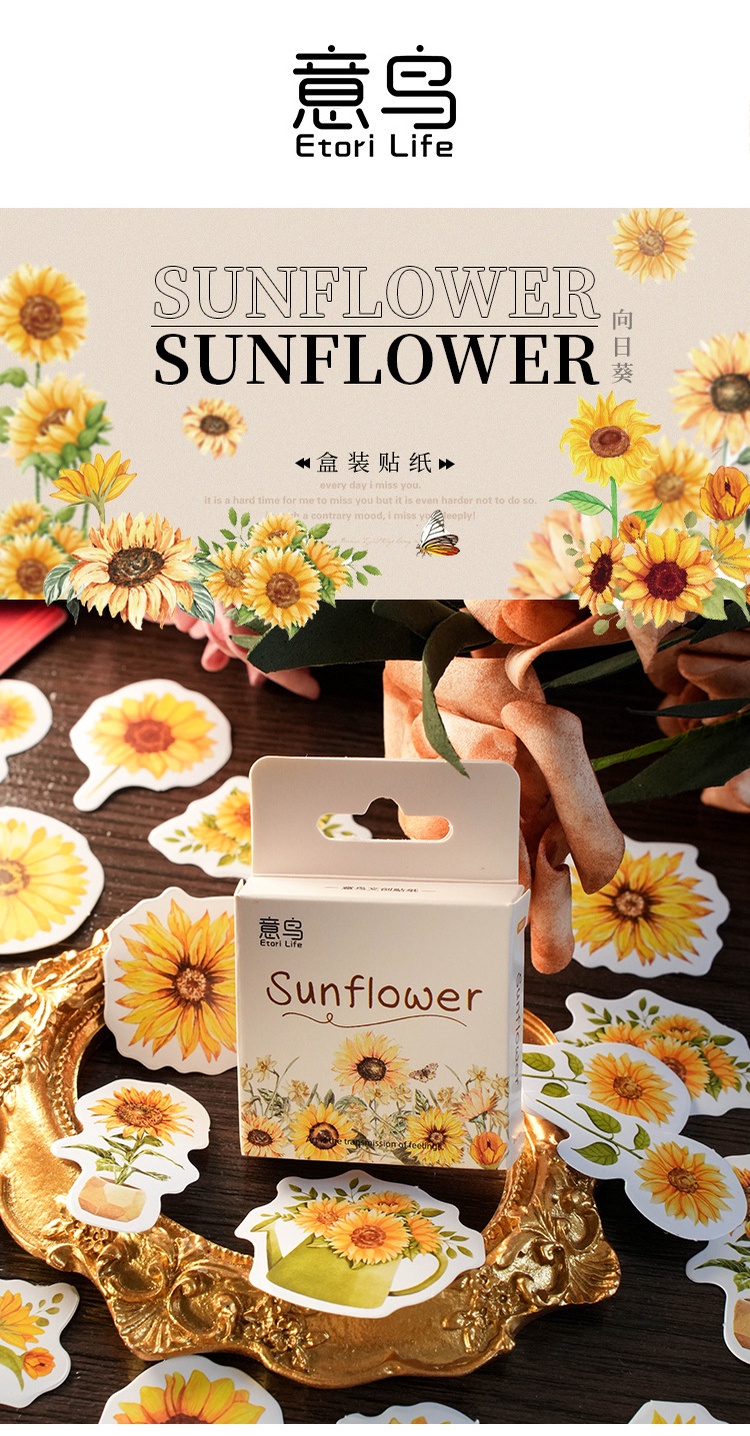 ENWEI 46 Pcs [Sunflower Series] Aesthetics Journal Stickers Box ...