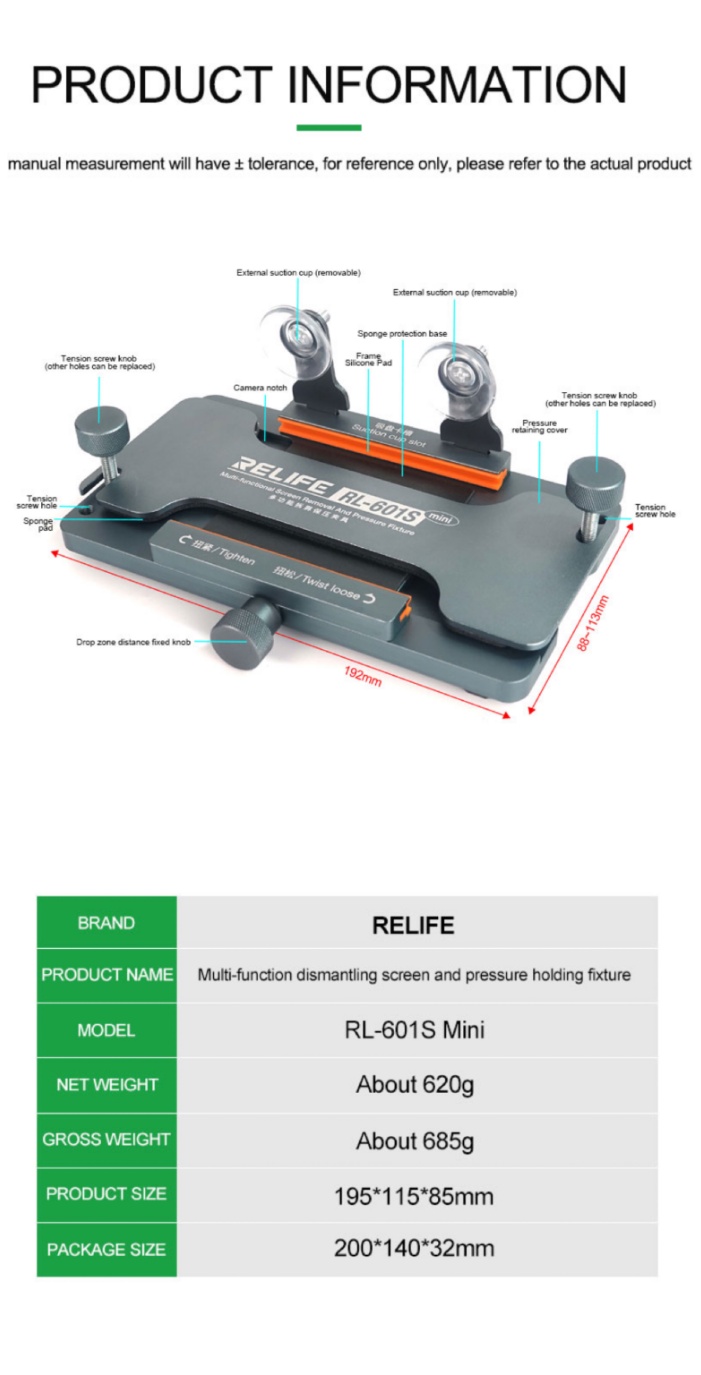 RELIFE-RL-601S mini 3-in-1 Screen Clamp attachment Multi-functional ...