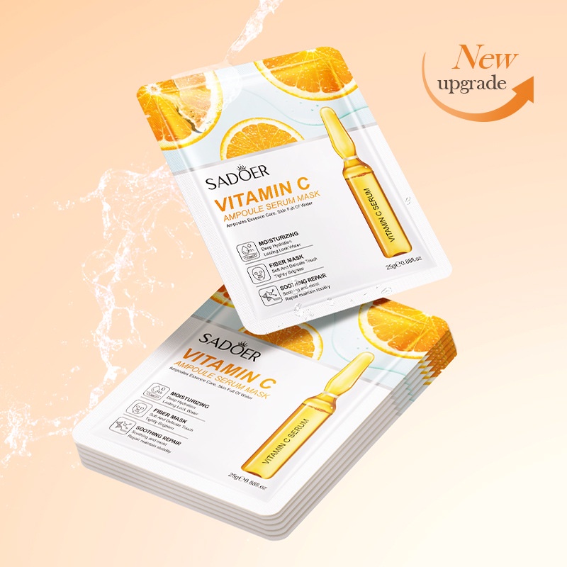 SADEOR 24K Gold/ Hyaluronic Acid/ Vitamin C Ampoule Serum Fac ial Mask ...