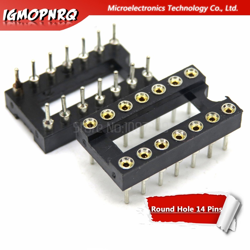10pcs DIP14 Round Hole 14 Pins 2.54MM DIP IC Sockets 14 PIN 2.54 ...