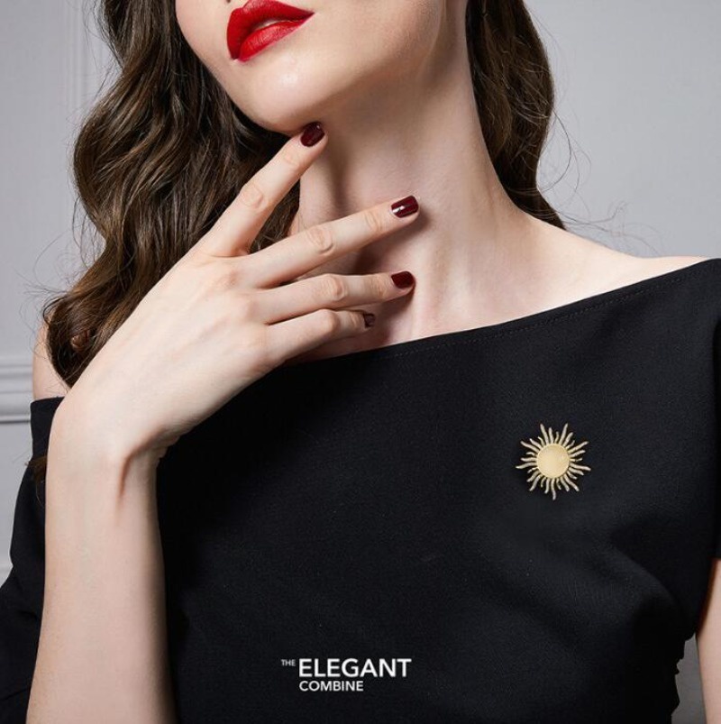 Sun Brooch Flash Diamond Opal Collar Pin Anti-glare Corsage Shawl ...