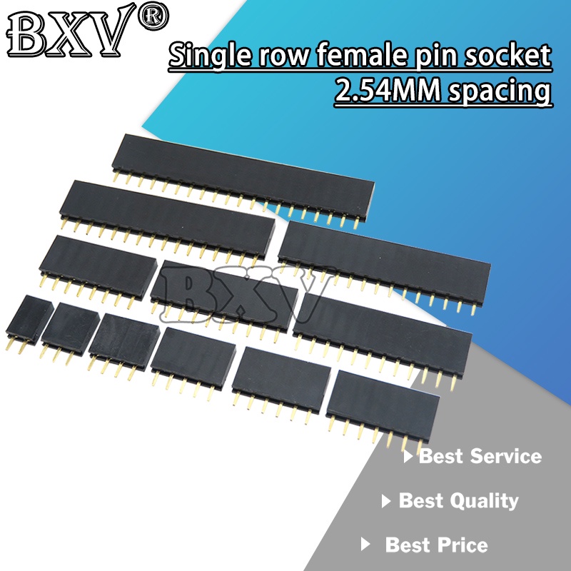 10PCS 2.54MM Pitch Single Row Female Pin Socket 2/3/4/5/6/7/8/10/11/12 ...