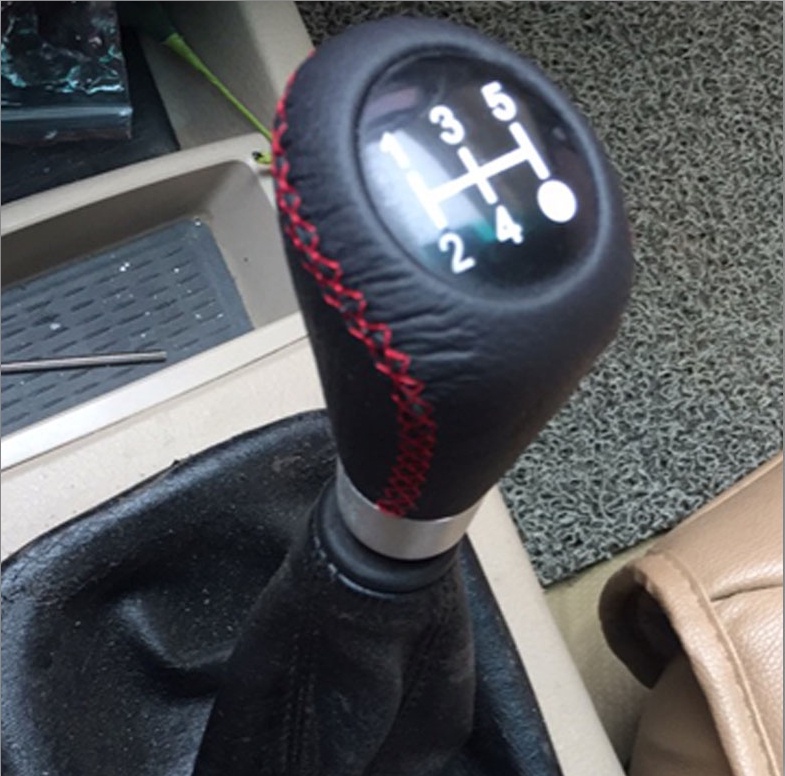Leather Car Gear Knob Manual 5/6 Speed Universal Push Down Shift Stick ...