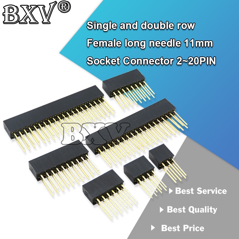 10PCS 2.54mm Single Double Row Female Long Pins 11mm BXV PCB Board Pin ...