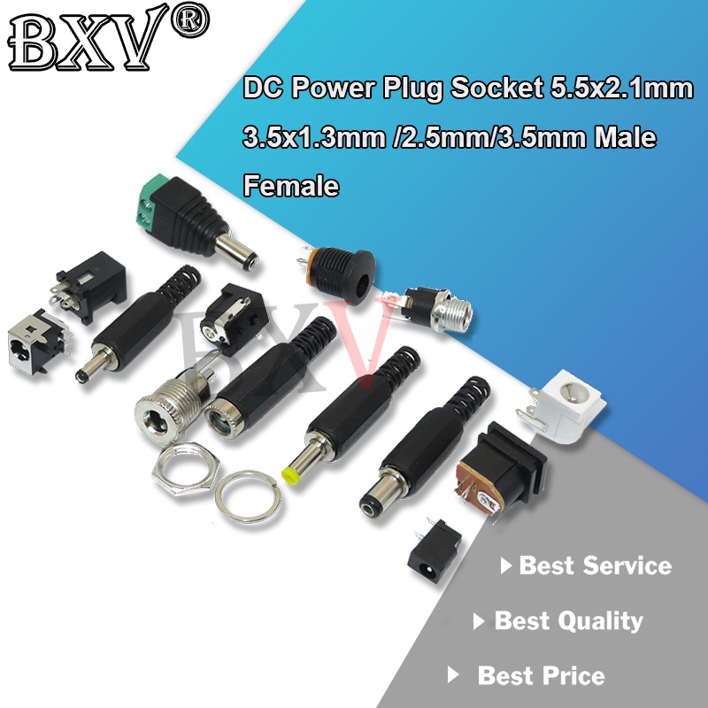 DC Power Plug Connector Socket Male Female 5.5x2.1mm 3.5x1.3mm /2.5mm/3 ...
