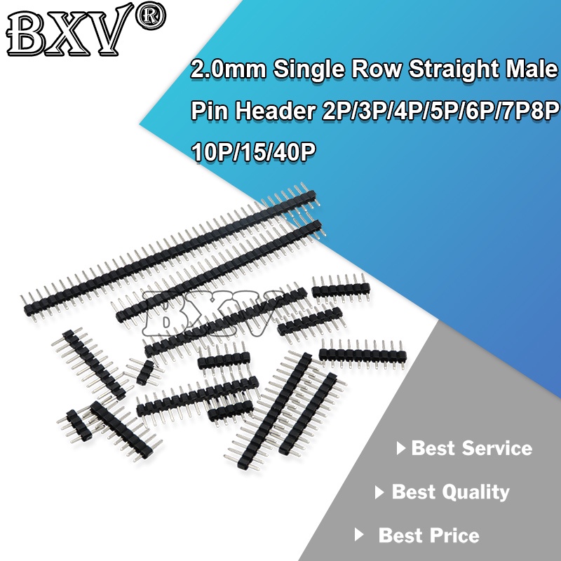 Ibuw 2.0mm Single Row Straight Male Pin Header 2mm 1x2/3/4/5/6/7/40 Pin ...