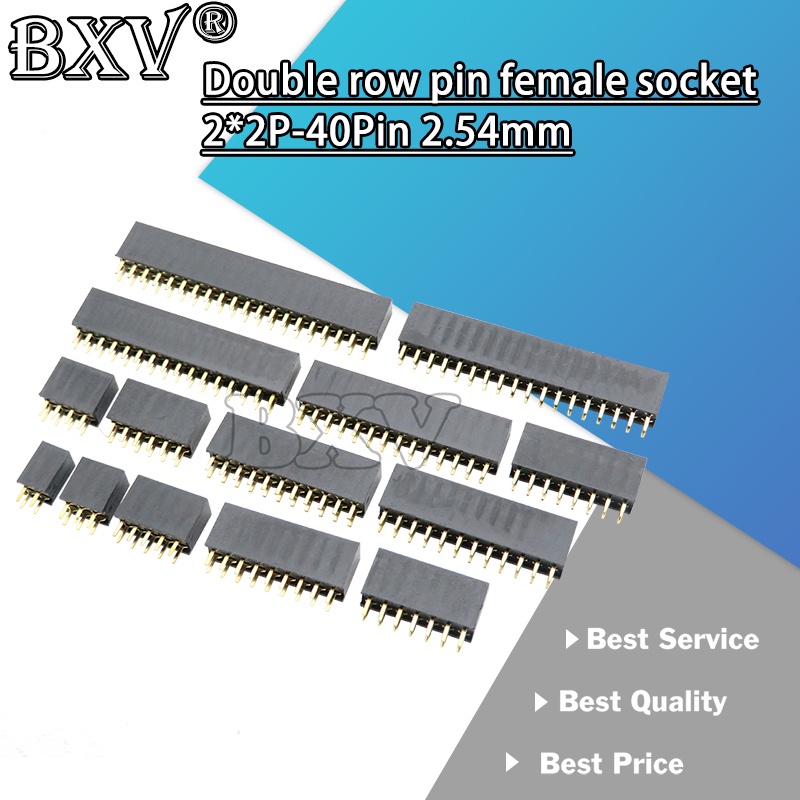 (10-100PCS) Double Row Pin Female Header Socket Pitch 2.54mm 2*2p 3PIN 4PIN 5PIN 6PIN 7PIN 8PIN ...