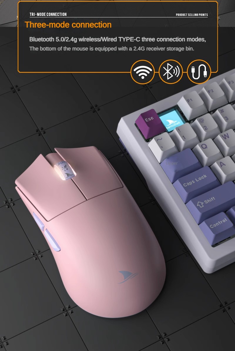 Darmoshark M3S-PRO Lightweight PAW3395 E-sports game three-mode wireless wired mouse | Shopee ...