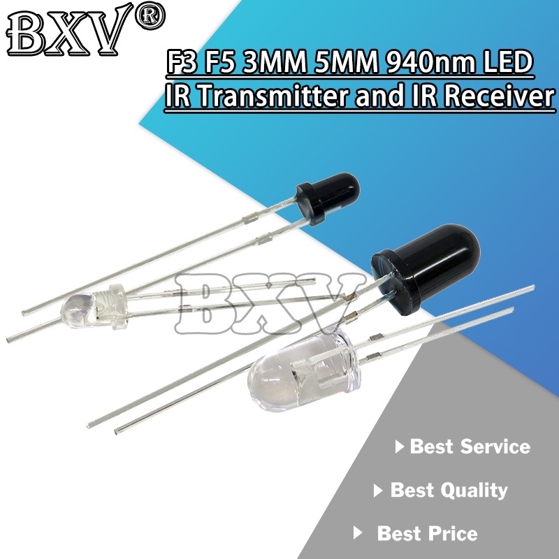 100pcs New F3 F5 3mm 5mm 940nm Leds Infrared Emitter And Ir Receiver