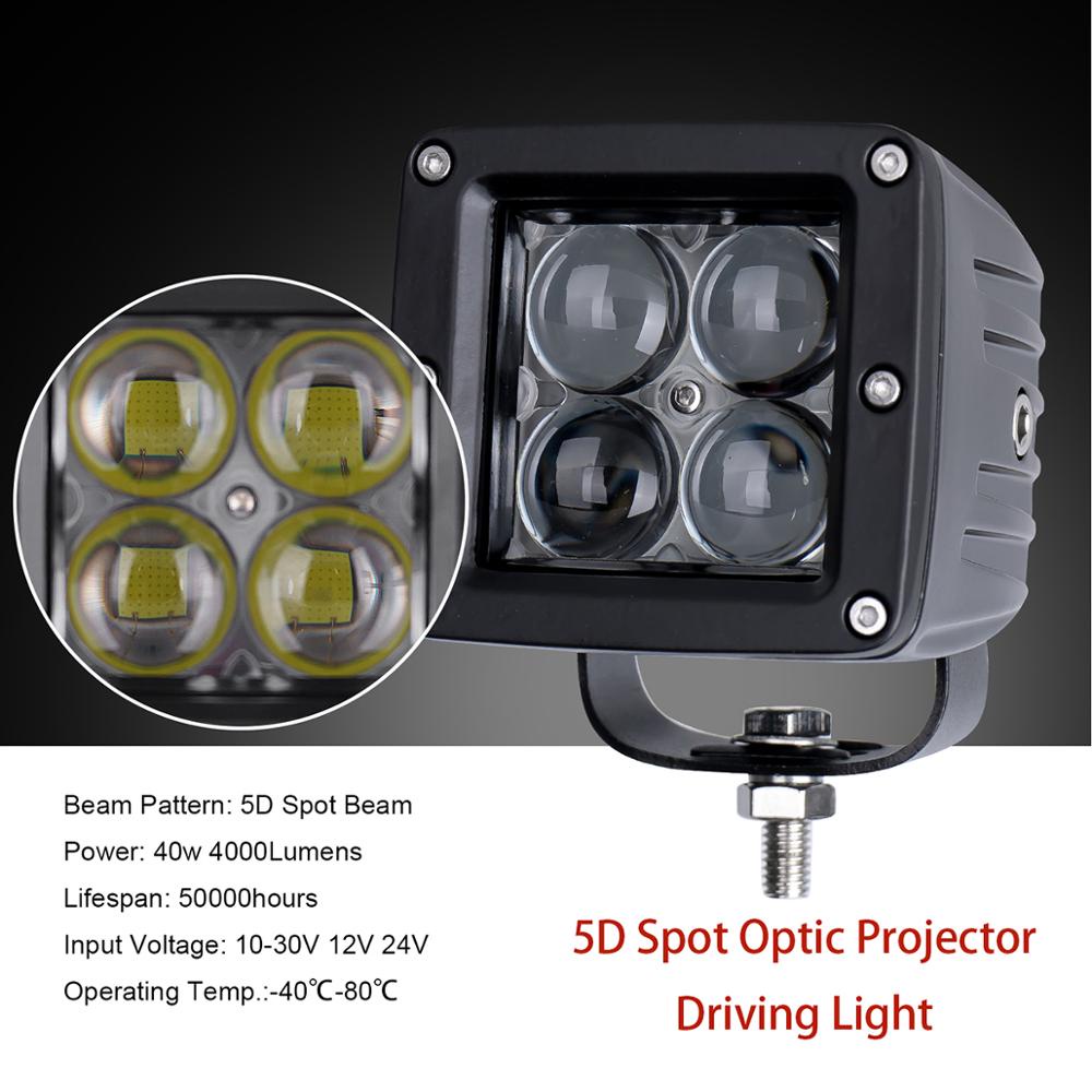 5D 3inch led work light 12W 3000K amber driving light Flood Spot Beam ...