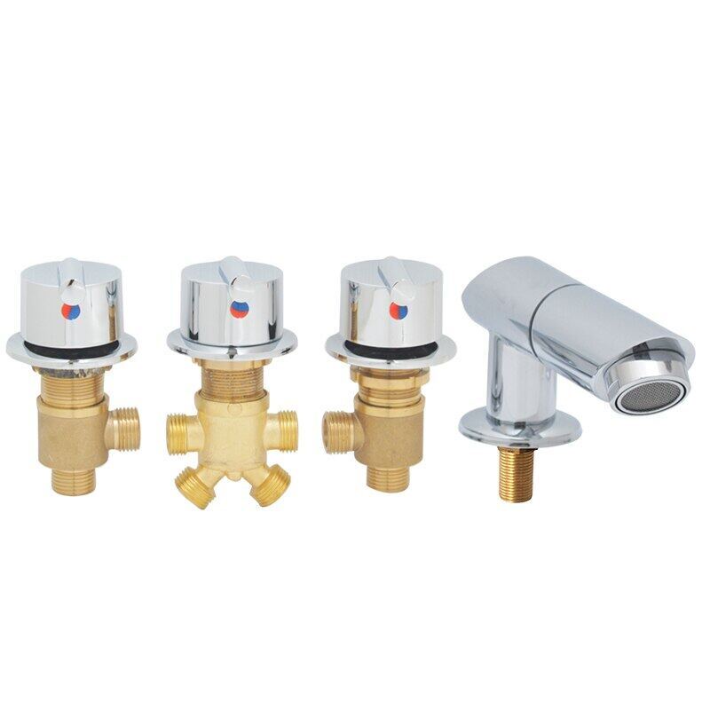 Bathtub Faucet Split 2 Way Divide Waterfall Triple Handle Brass Switch ...